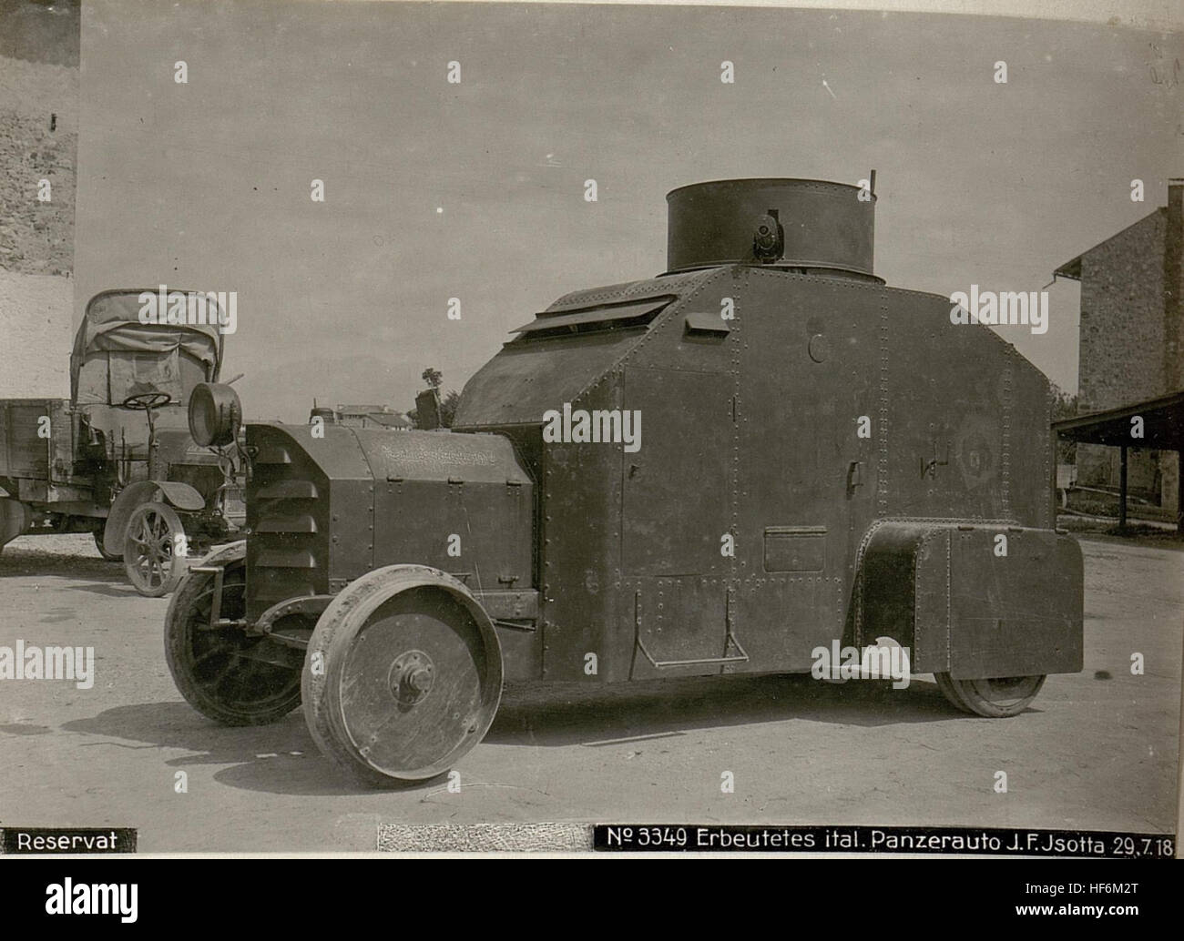 A captured Italian armored car (Isotta) on July 29, 1918, during World ...