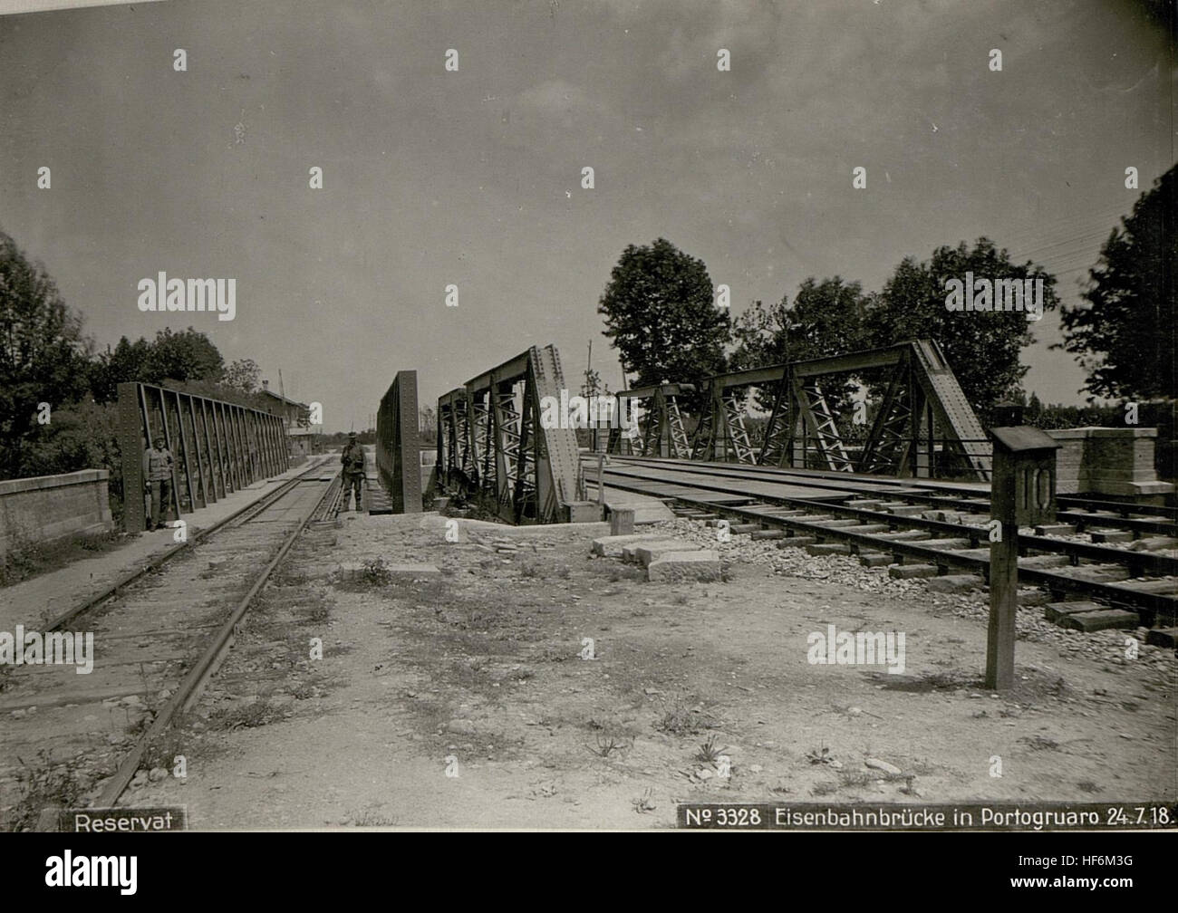 The railway bridge in Portogruaro on July 24, 1918, showing its ...