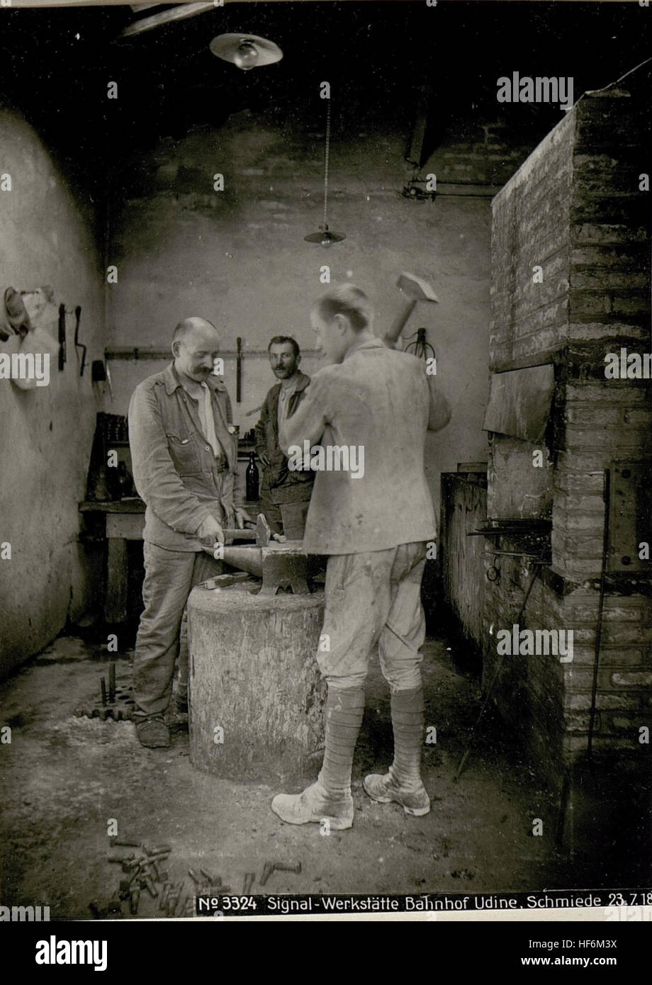 A photograph of the signal workshop at the train station in Udine ...
