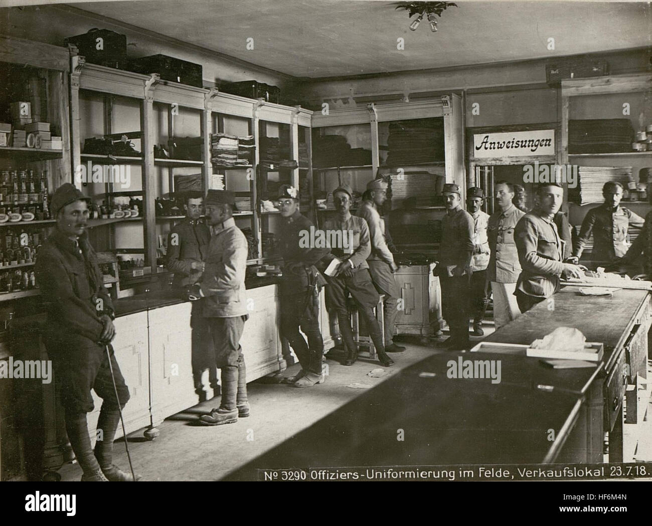 A photograph from the First World War showing officers' uniforms in the ...