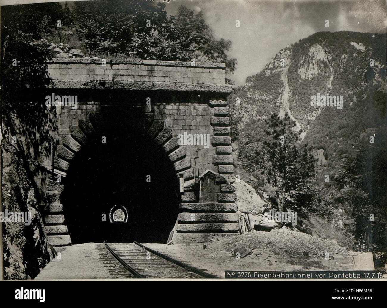 A photograph of the railway tunnel near Pontebba, Italy, dated July 17 ...