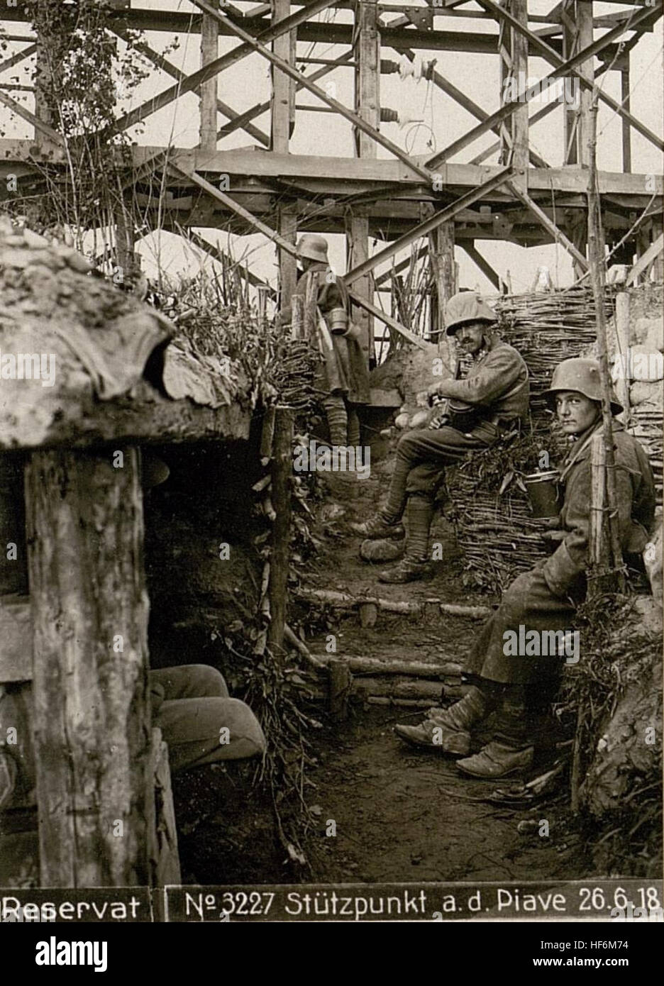 A military position at the Piave River front on June 26, 1918, during ...