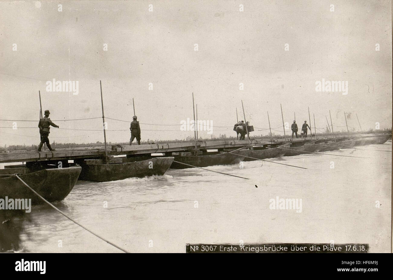 The first military bridge over the Piave River during the First World ...