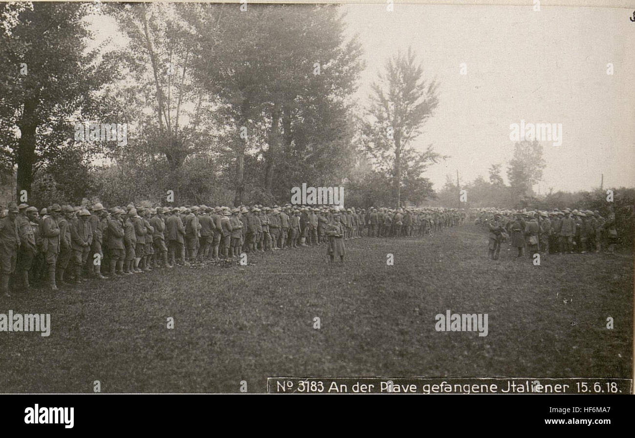 A photograph showing Italian prisoners captured on June 15, 1918, at ...