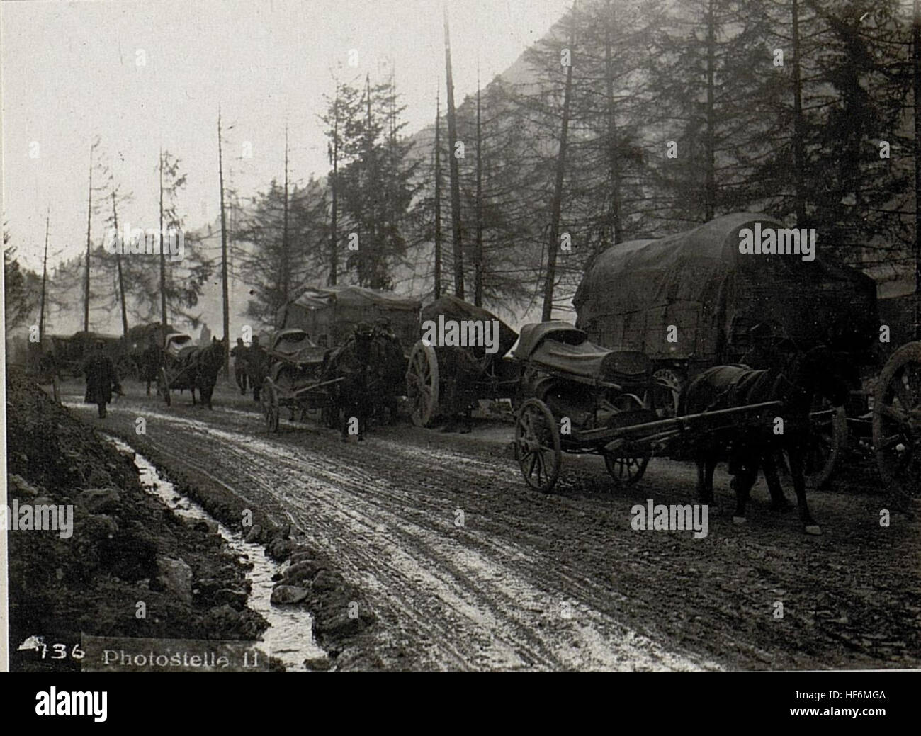 Casualty transport and a 24 cm howitzer with motor transport during ...
