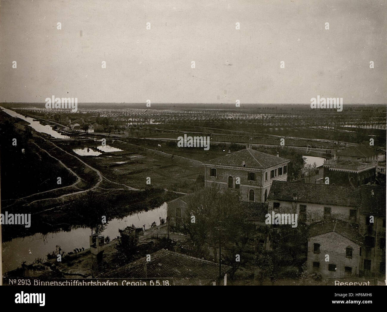 Inland shipping harbor, Ceggia, May 6, 1918, Piave Front, First World ...