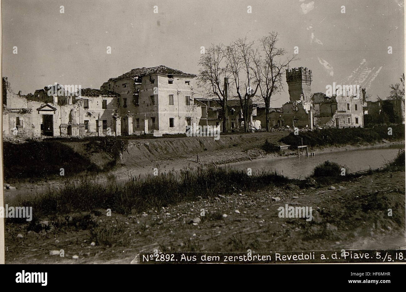 From the destroyed Revedoli on the Piave, 5th May 1918, World War I ...