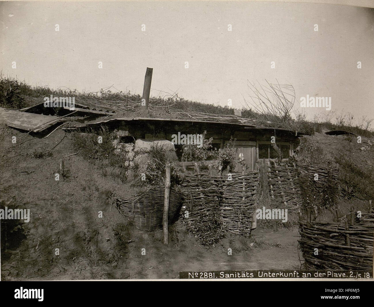 A photograph of a sanitary shelter on the Piave front between May 2nd ...