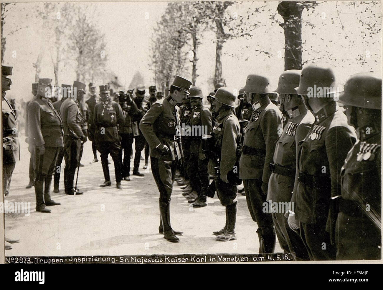 A photograph showing Kaiser Karl inspecting troops in Venetian ...