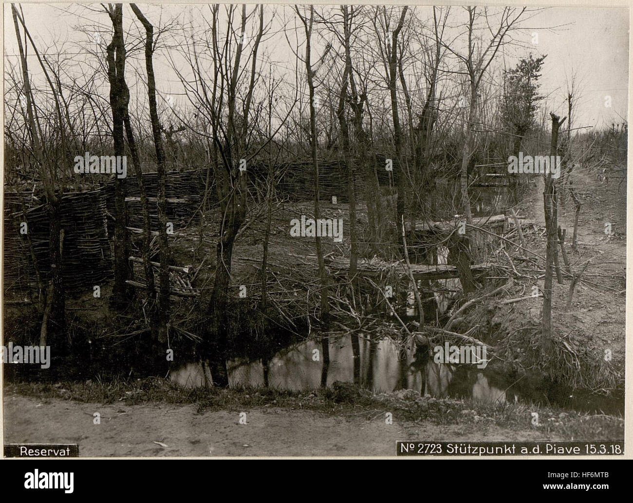 A military outpost at the Piave River on March 15, 1918, during World ...