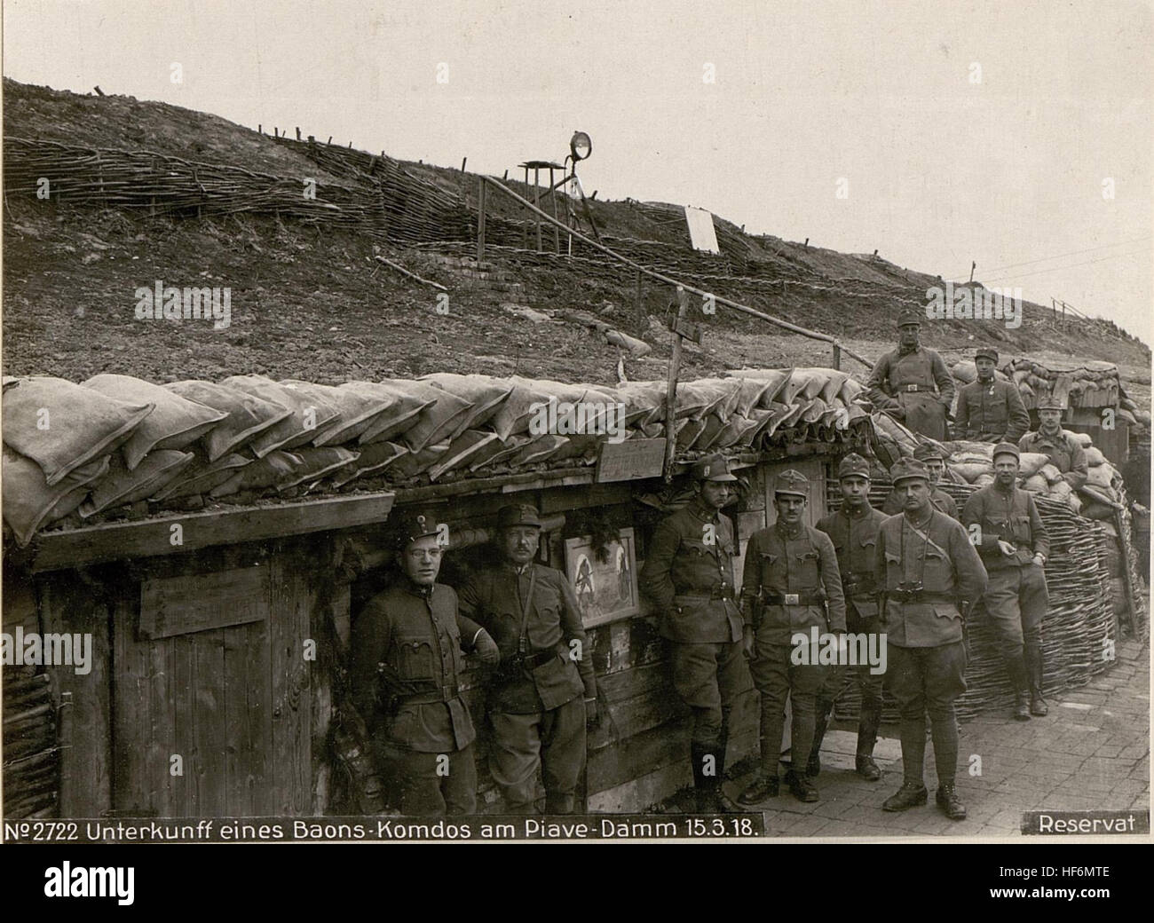 The accommodation of a battalion command post along the Piave Dam on ...
