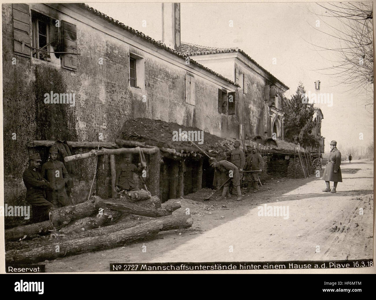 German soldiers behind a house on the Piave front, March 16, 1918 ...