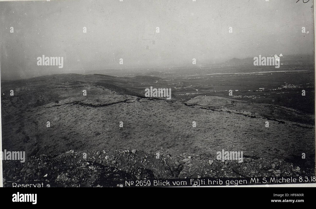 View from Fajti Hill towards Mount St. Michele, March 8, 1918, Piave ...