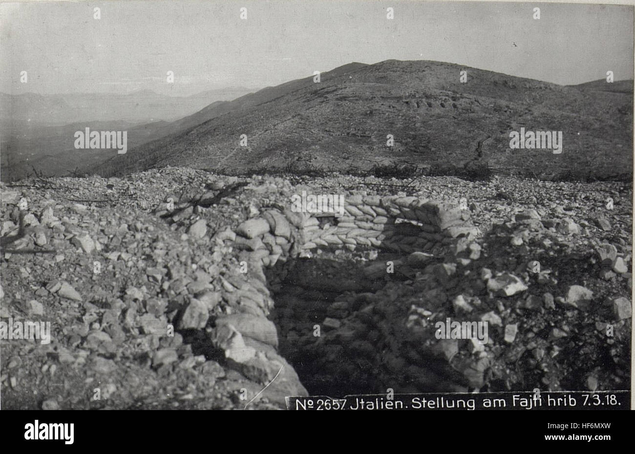 Italian position at Fajti hrib, March 7, 1918, during World War I on ...