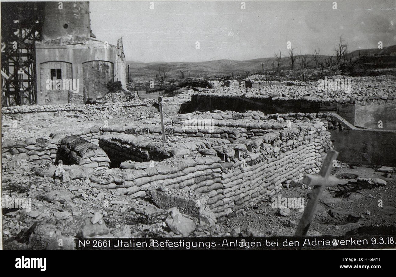 Italian fortifications at the Adriatic works, 9th March 1918, World War ...