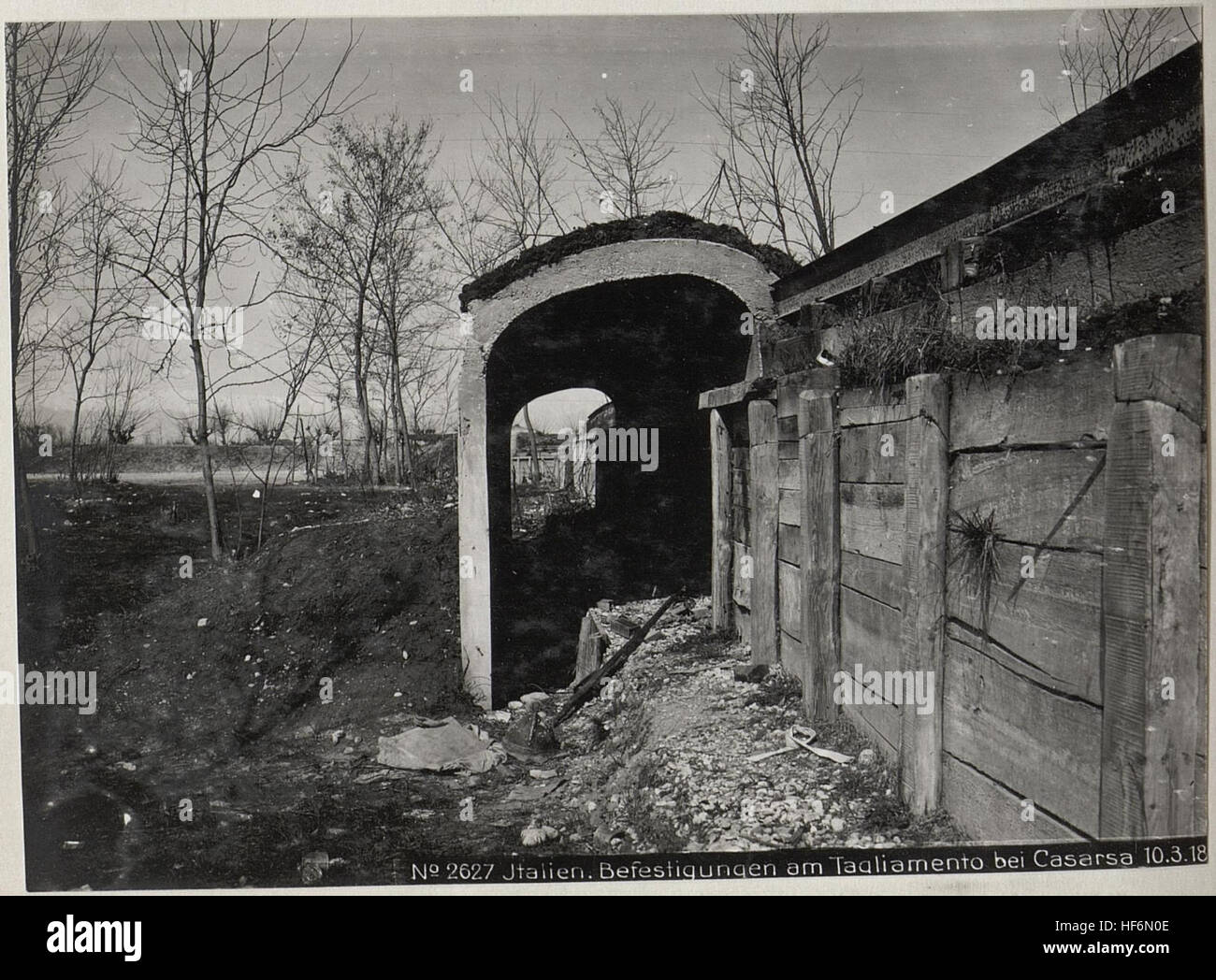A photograph showing Italian fortifications on the Tagliamento River ...