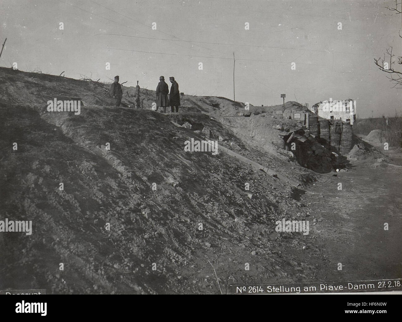 The position at the Piave Dam on 27th February 1918, during World War I ...