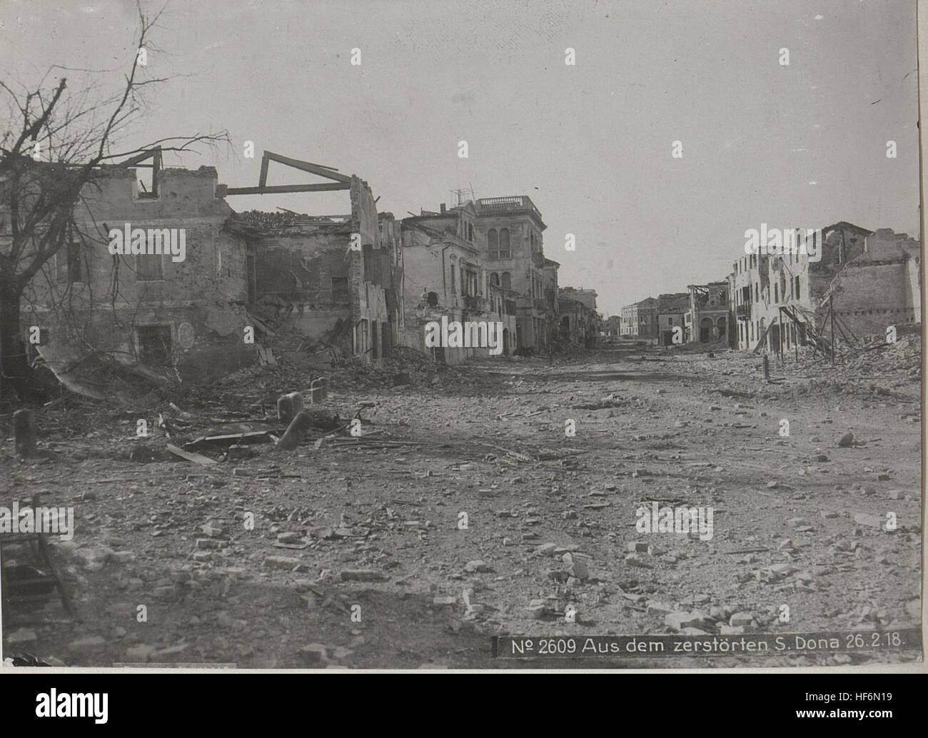 Destruction in S. Dona on 26th February 1918, World War I, Piave Front ...