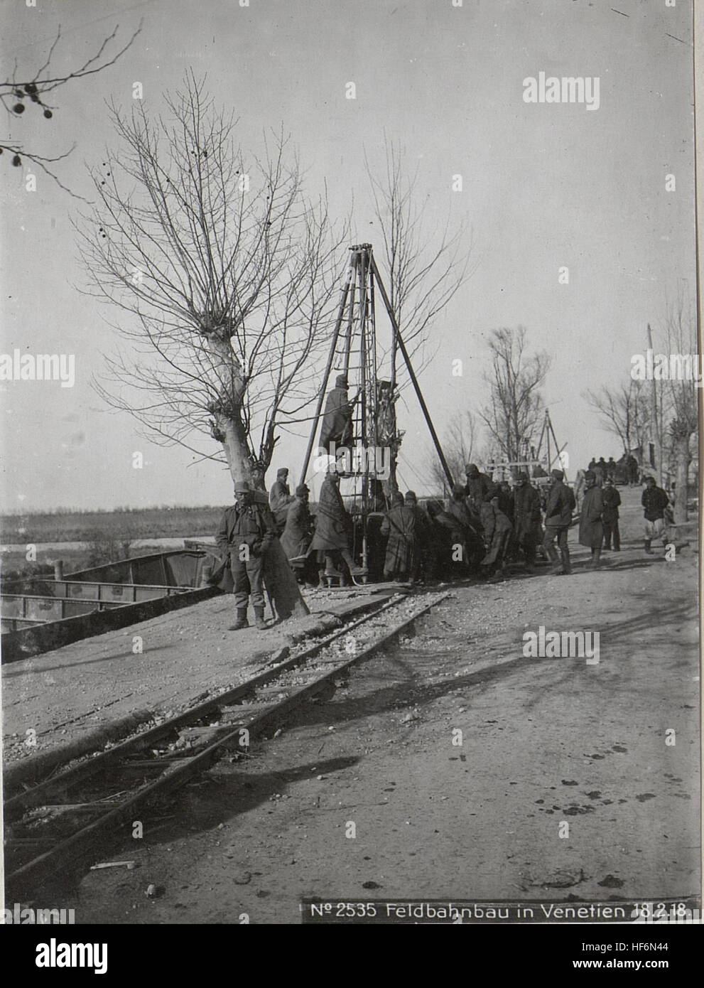 Field railway construction in Veneto, 18th February 1918, World War I ...