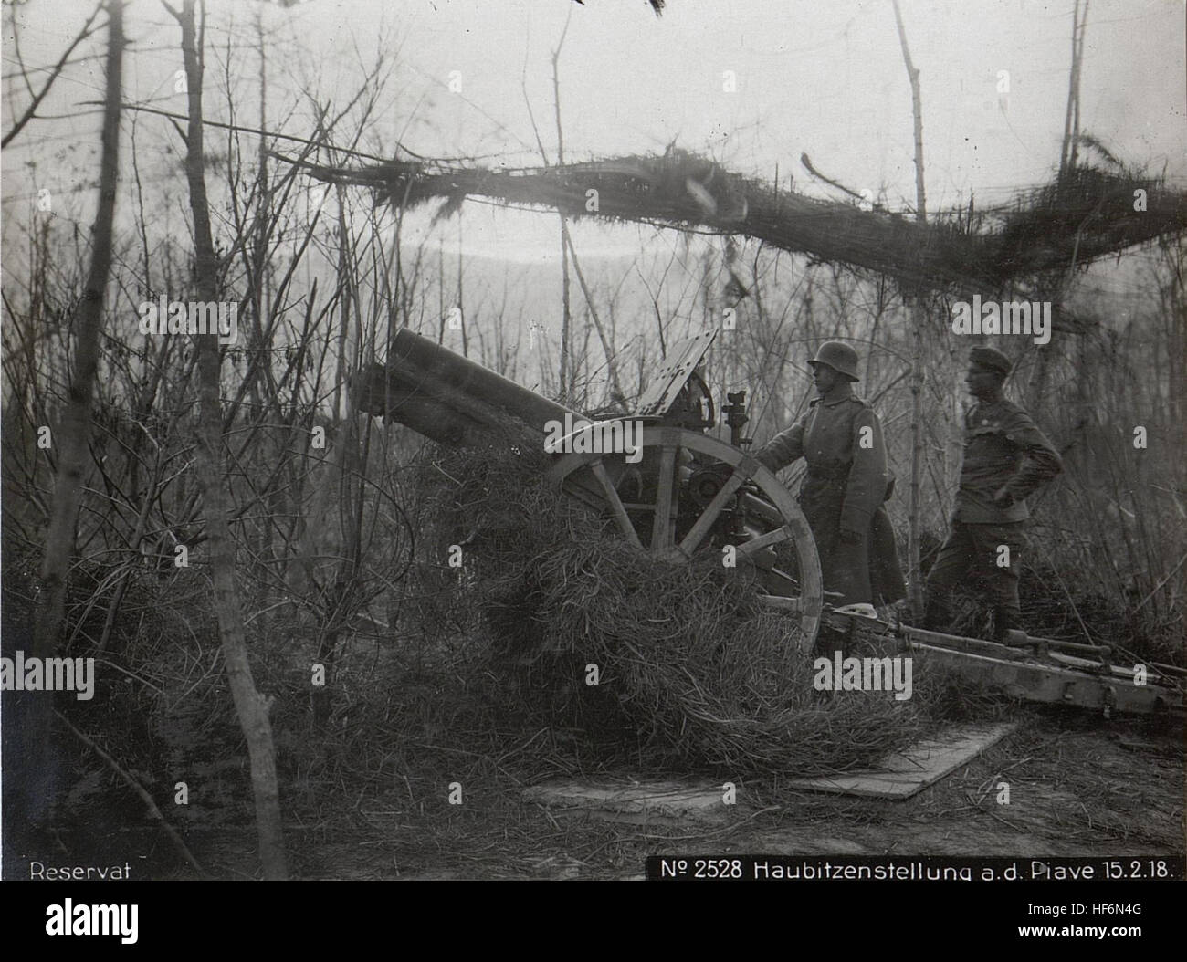 A photograph of a heavy artillery position on the Piave Front during ...
