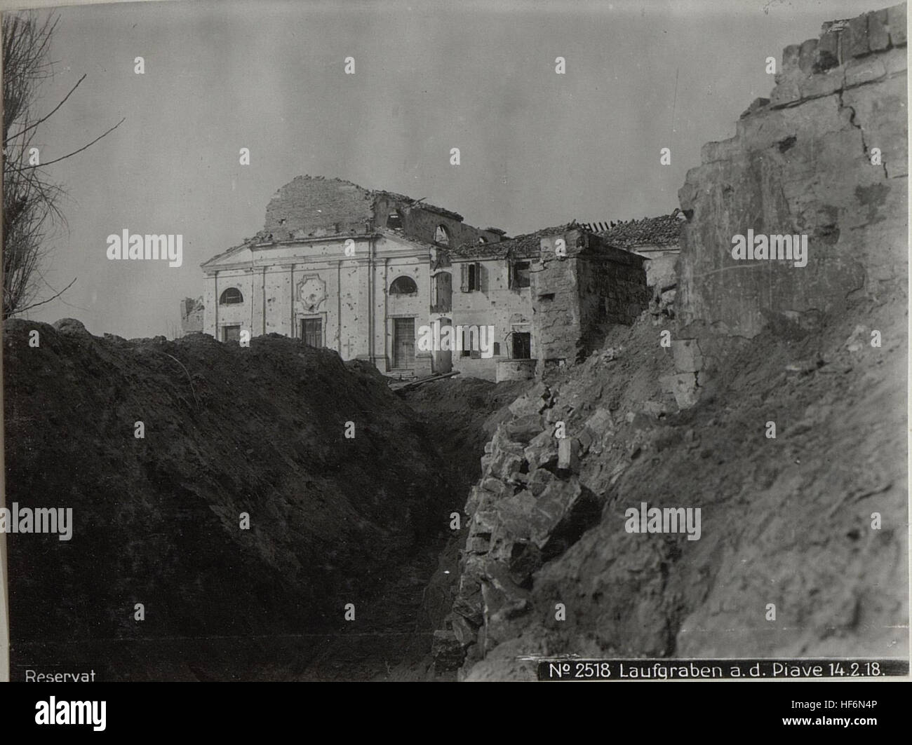 Trench at Piave, 14th February 1918, World War I, Kriegsvermessung Abt ...