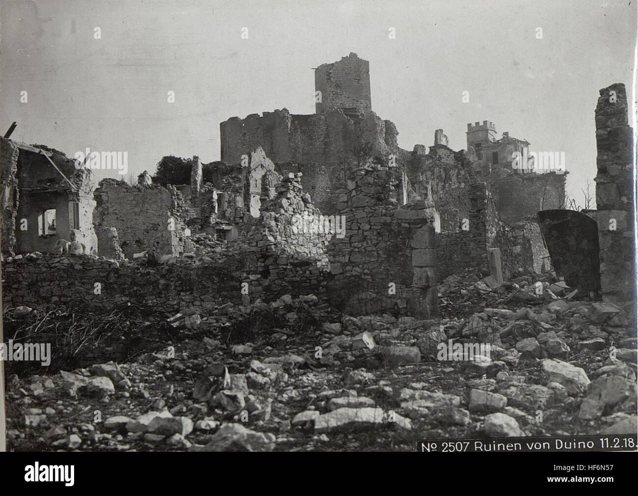 Ruins of Duino, February 11, 1918, Piave Front, First World War ...