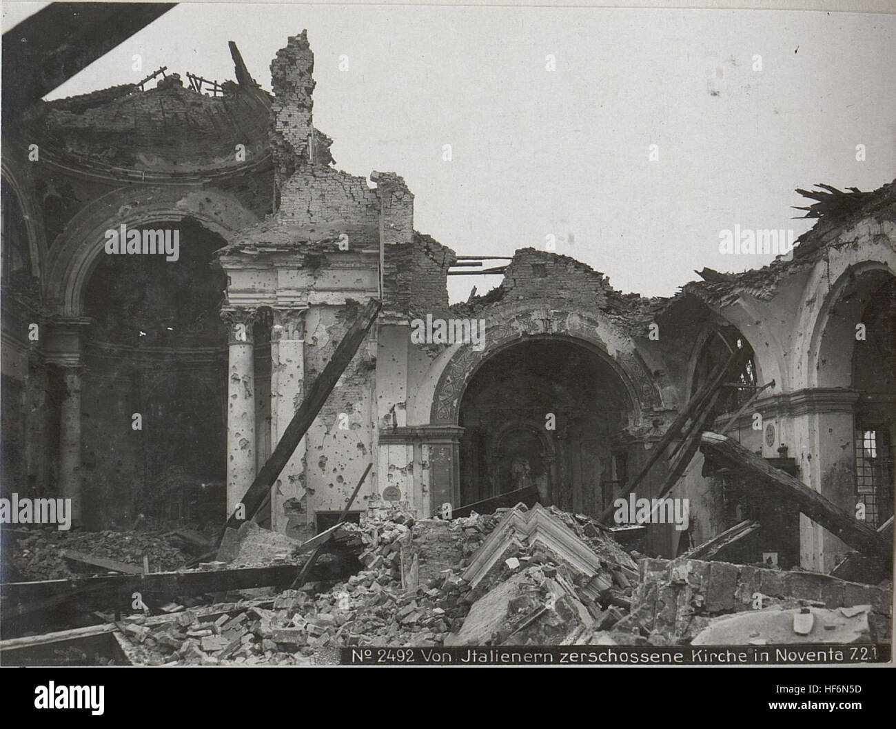 Church destroyed by Italians in Noventa, February 7, 1917, First World ...