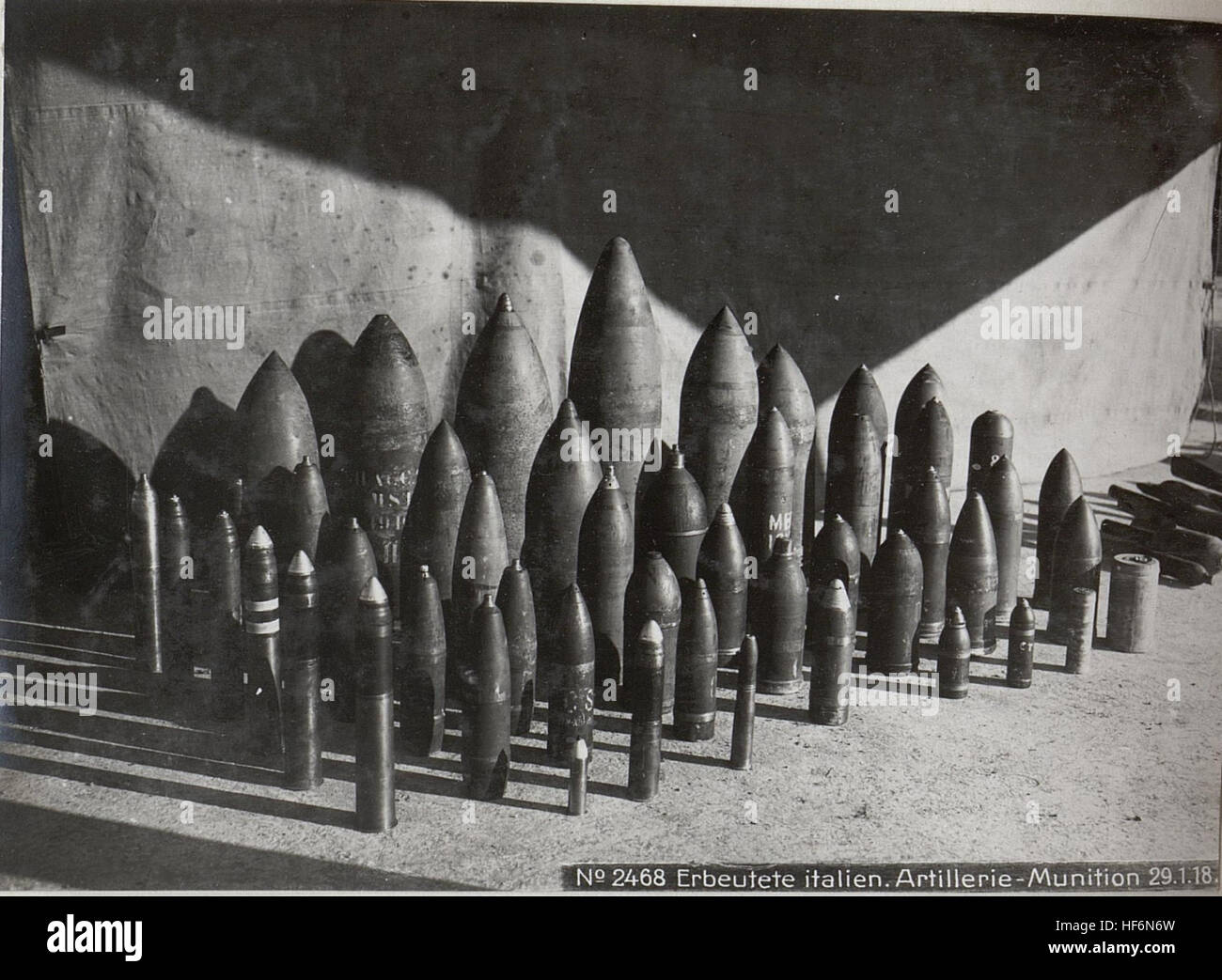 Captured Italian artillery ammunition, January 29, 1918, World War I ...