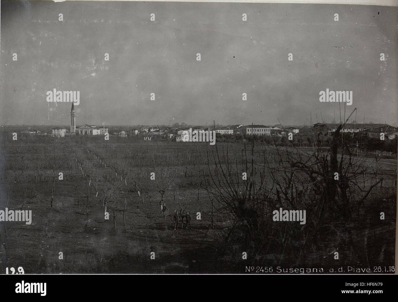 A view of Susegana on the Piave River front during World War I, taken ...