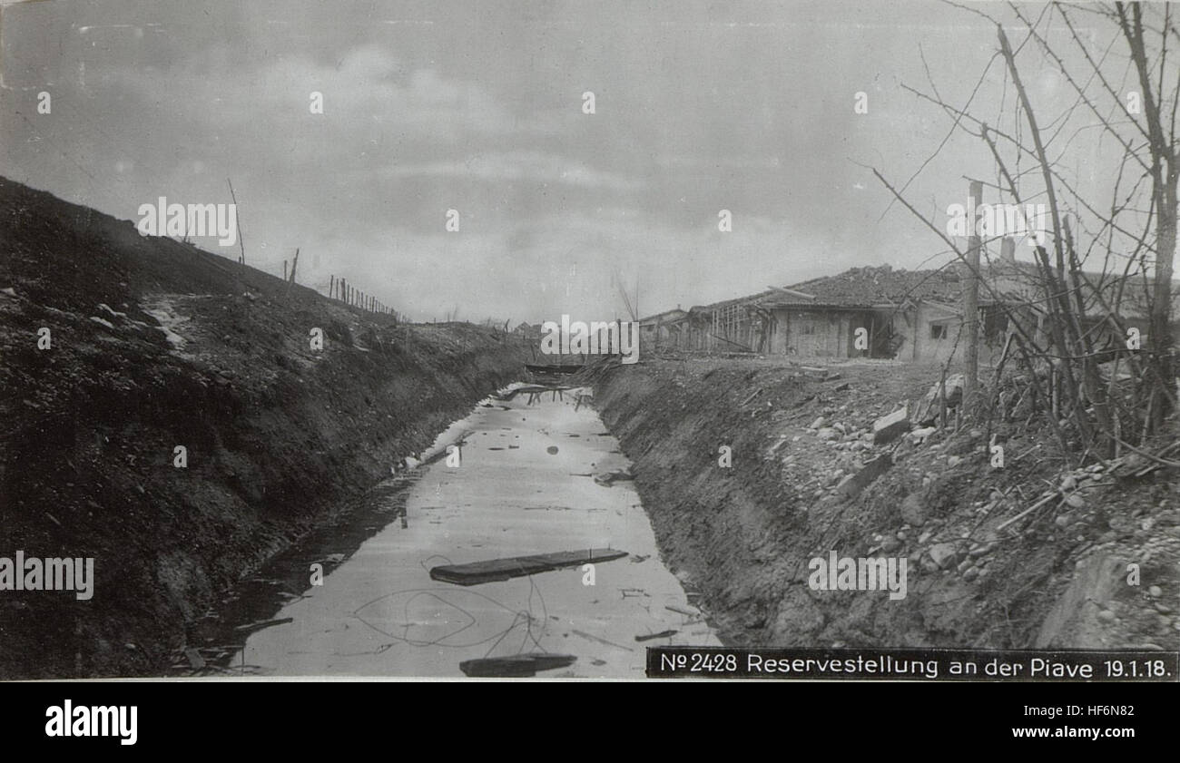 A photograph taken on January 19, 1918, showing the defensive position ...