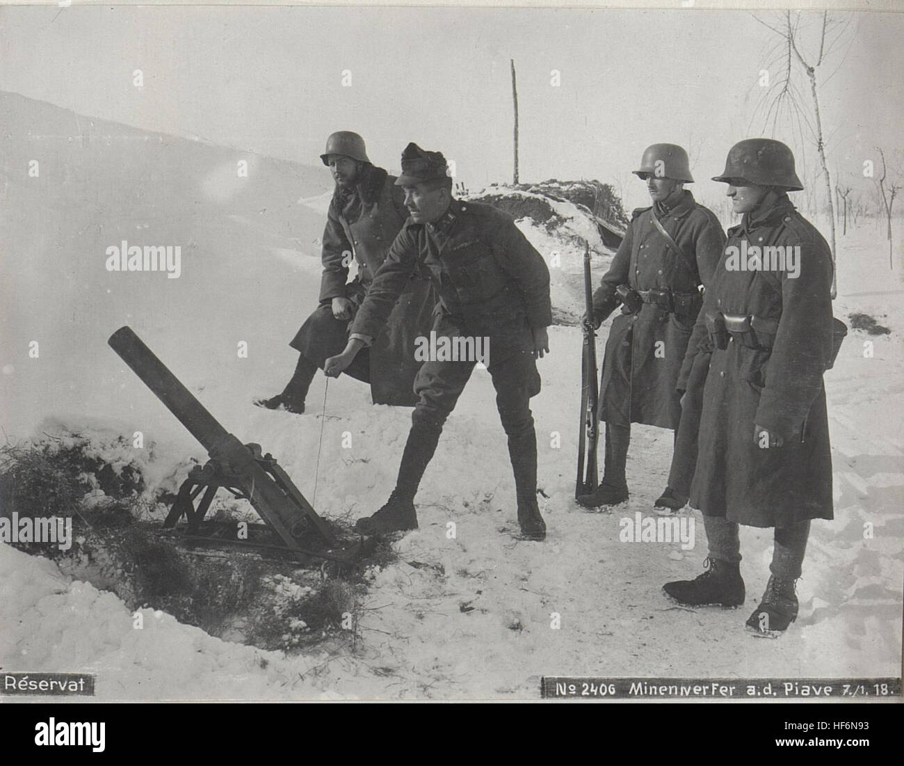 Mortar on the Piave River, January 7, 1918, World War I, Piave Front ...