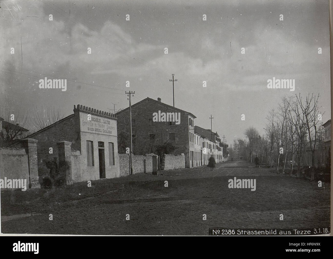 Street scene from Tezze on January 3, 1918, during the First World War ...