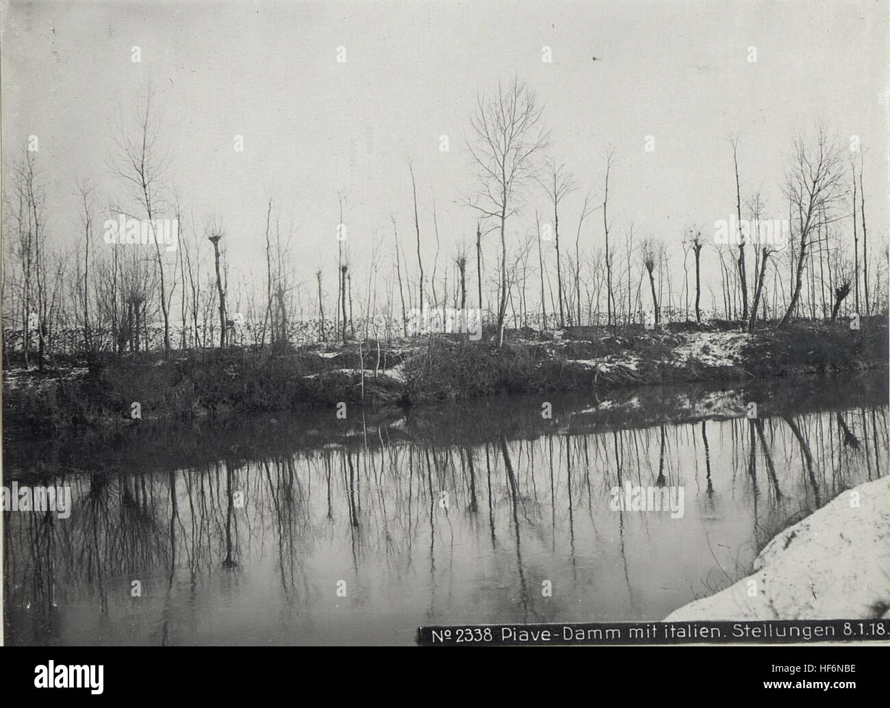 A photograph of the Piave Dam and Italian positions taken during World ...