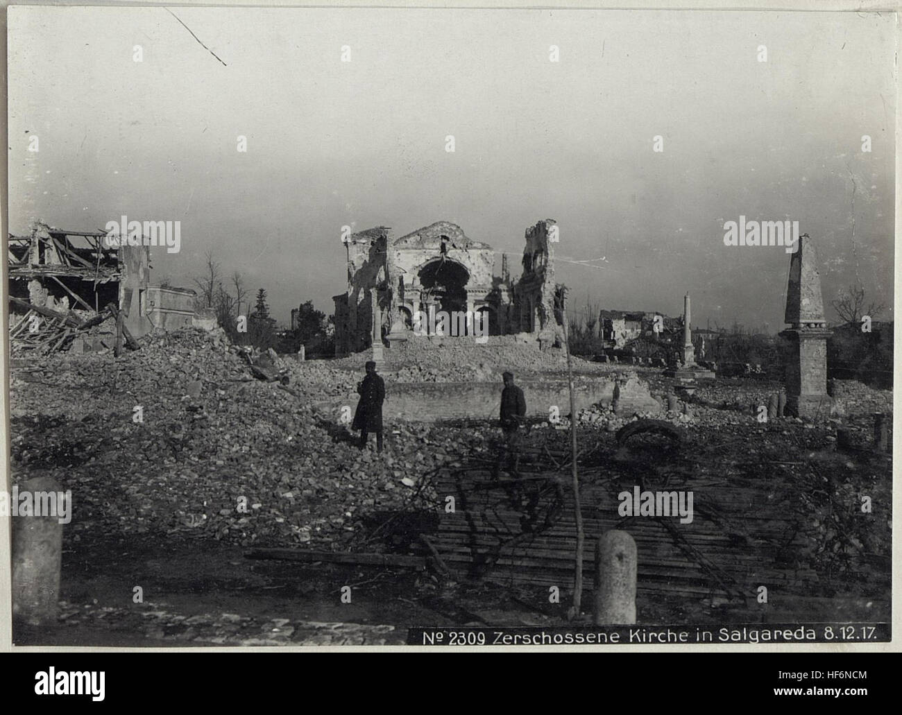 Ruined church in Salgareda, December 8th, 1917, showing the destruction ...