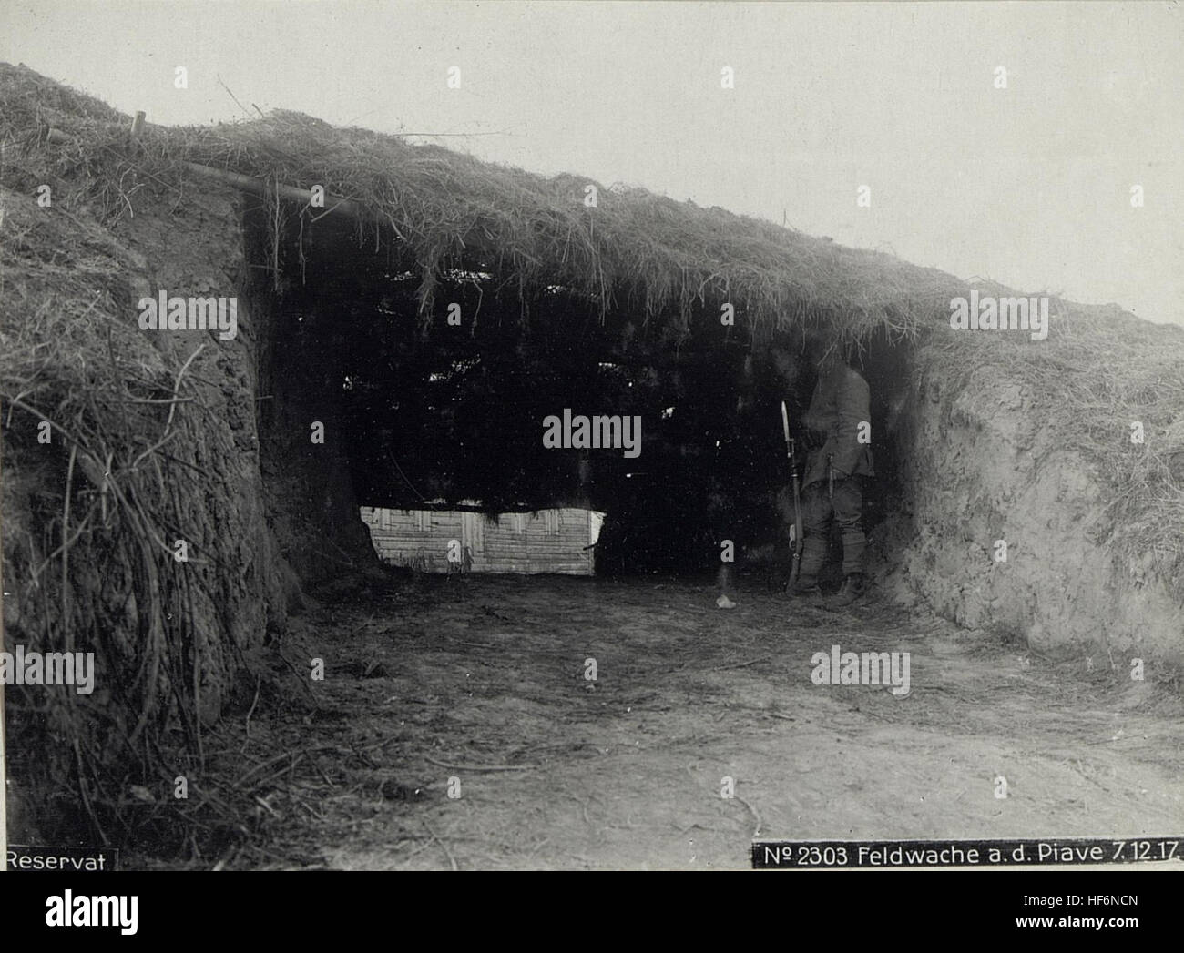 Field watch on the Piave River on December 7, 1917, during World War I ...
