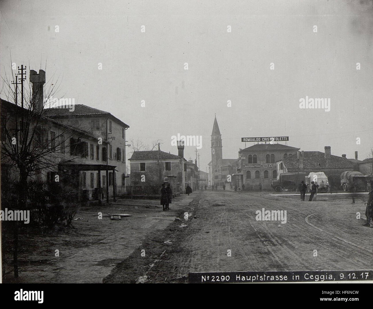 World War I military survey in Hauptstrasse, Ceggia, Italy, documenting ...