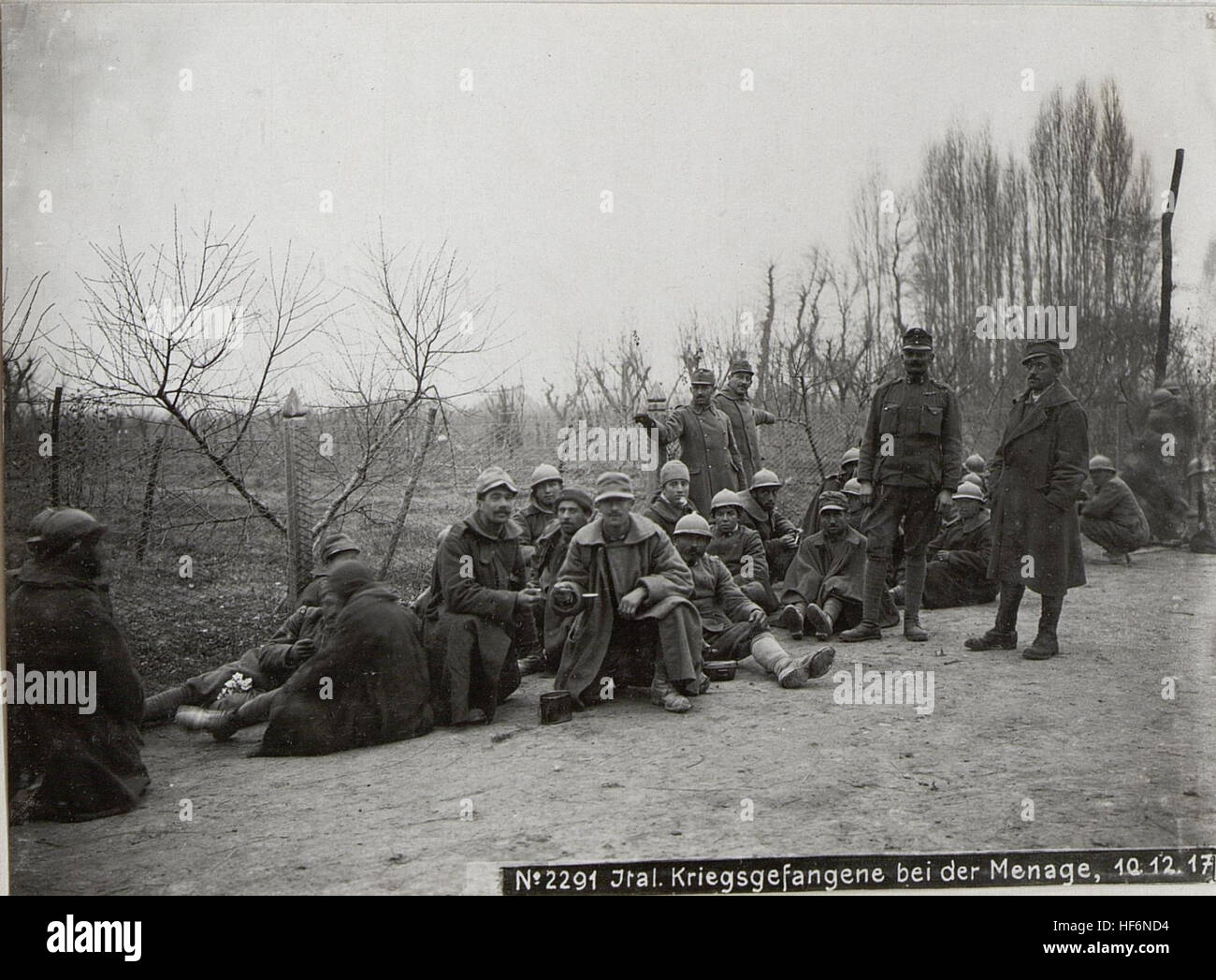 Italian prisoners of war during a break at a camp on December 10, 1917 ...