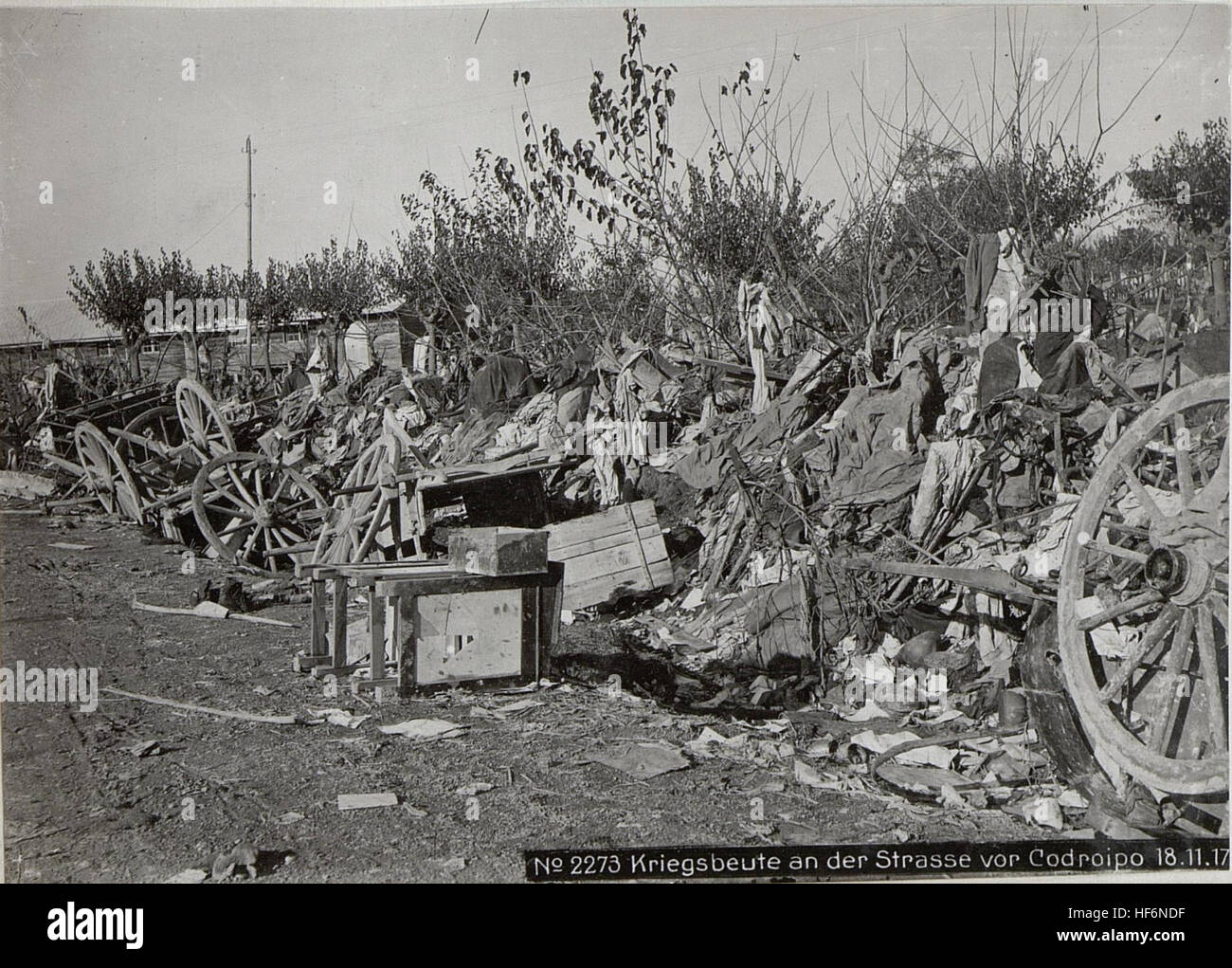 War trophy displayed on the street near Codroipo, Italy, World War I ...