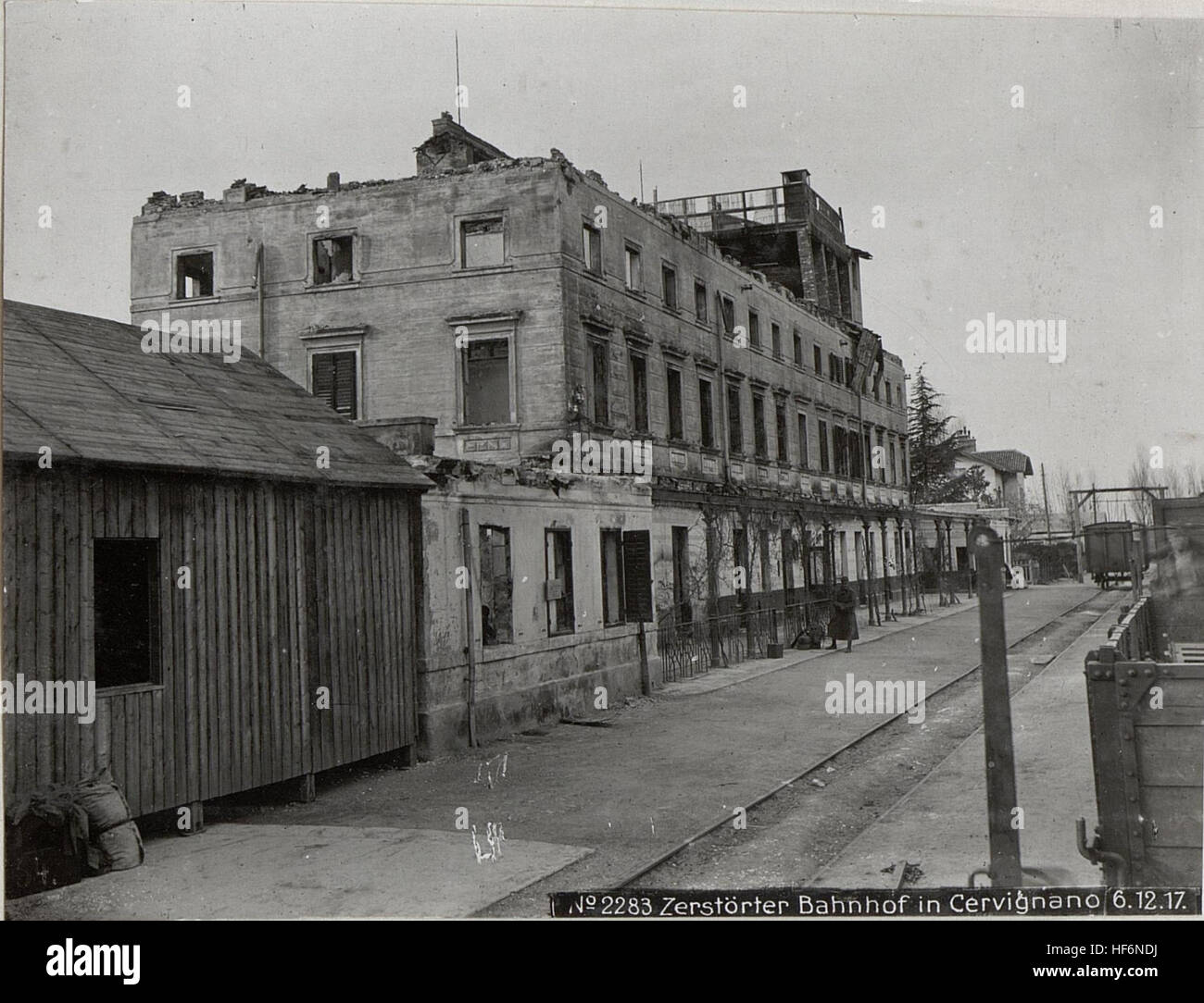 Destroyed train station in Cervignano, 6th December 1917, World War I ...