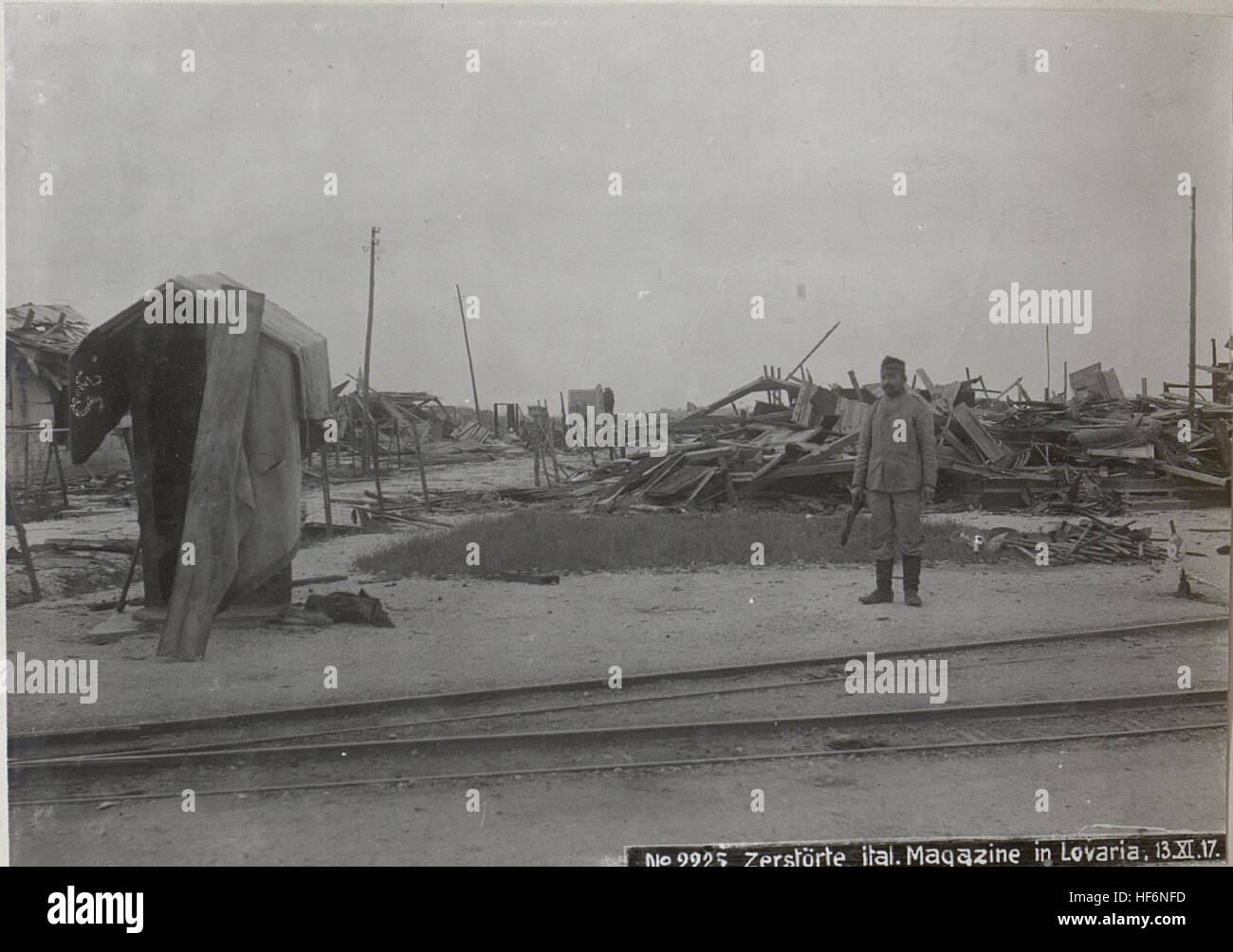 A photograph depicting the destroyed Italian ammunition magazines in ...