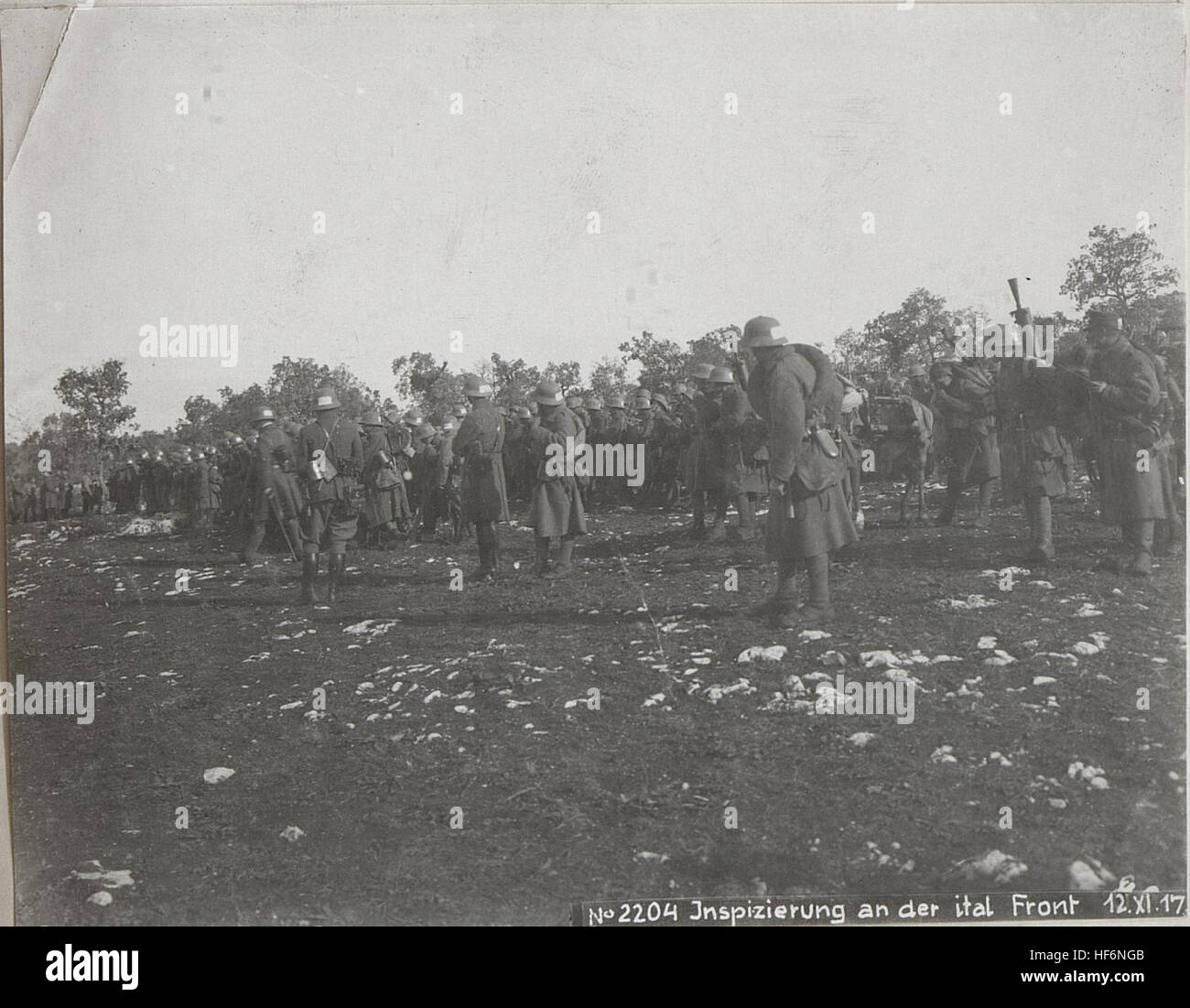 Inspection at the Italian Front on November 12, 1917, showing military ...