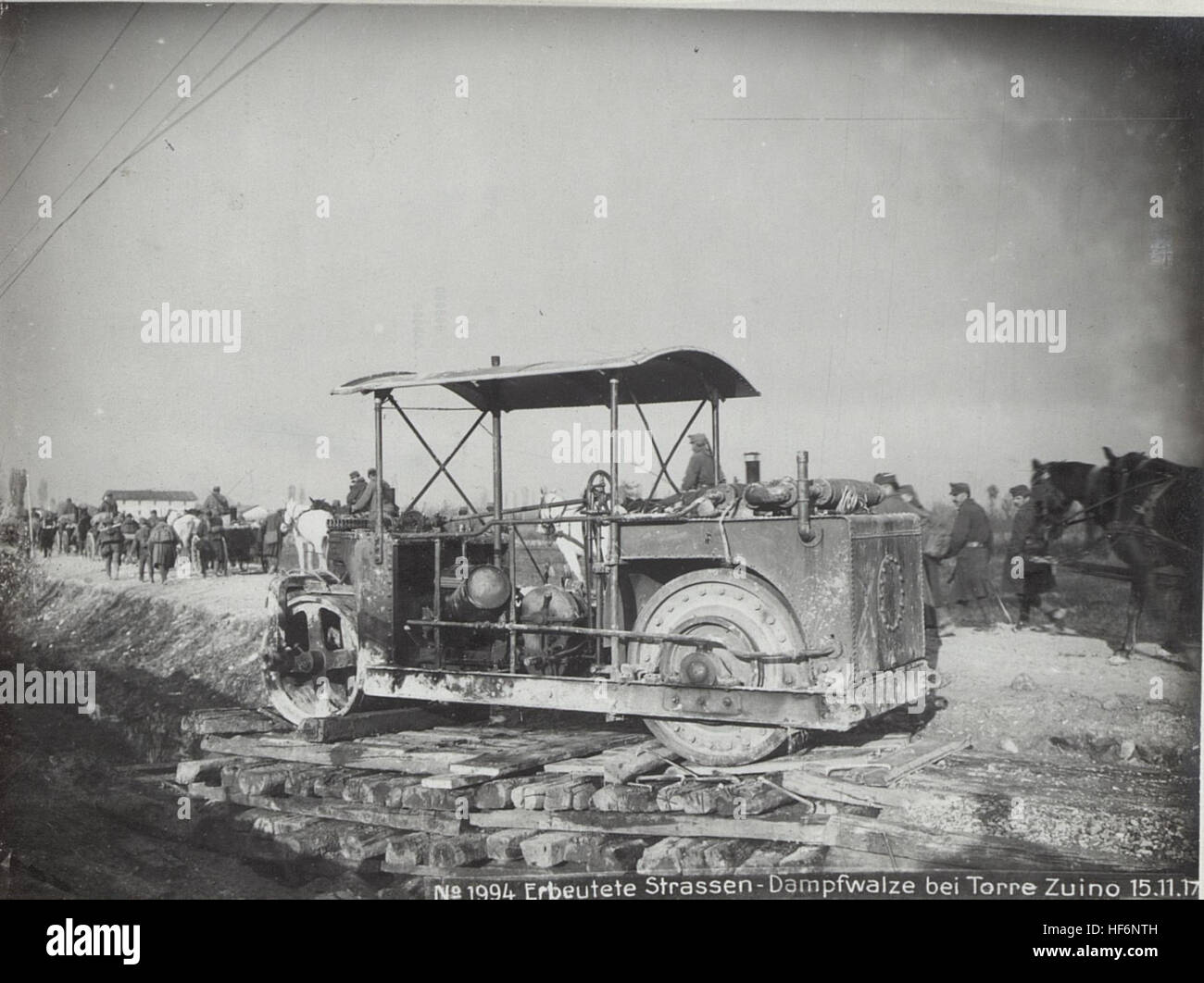 Captured road steamroller at Torre Zuino, 15.11.17, First World War ...