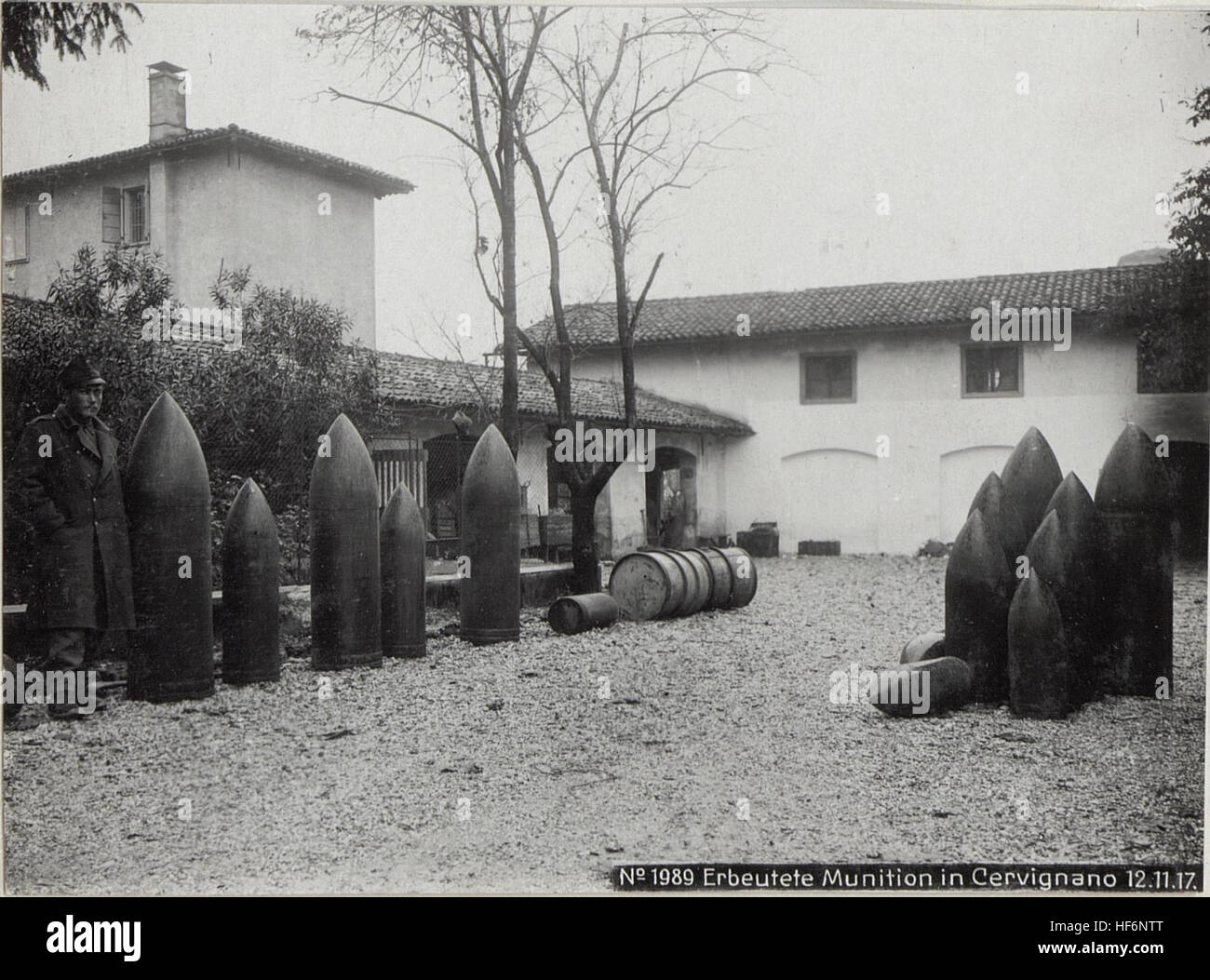 Captured munitions in Cervignano, Italy, on November 12, 1917, during ...