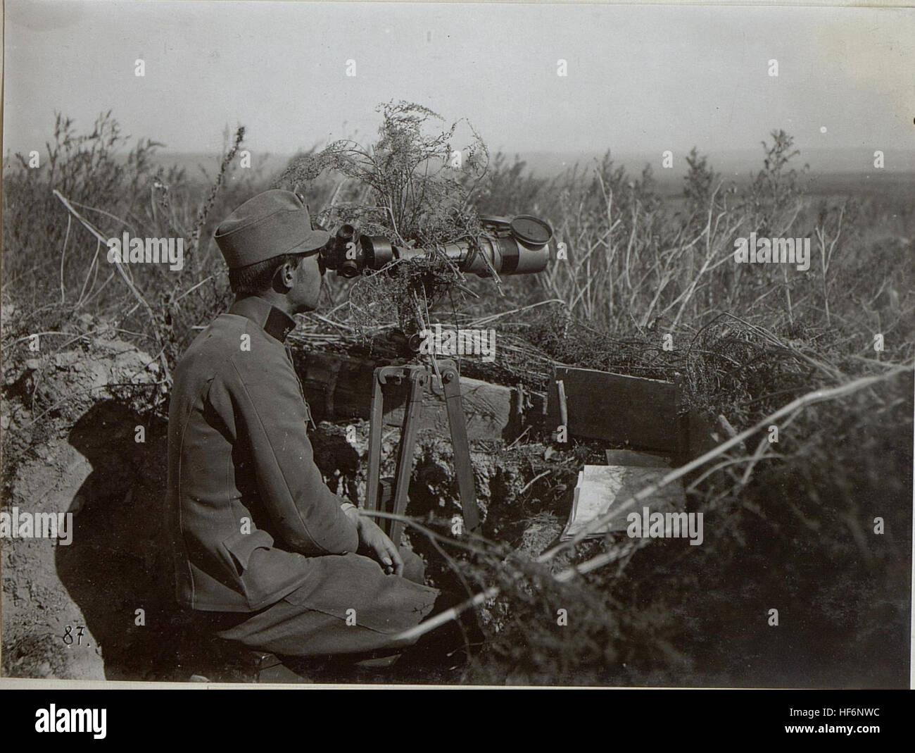 A World War I photograph of an artillery observation post, part of the ...