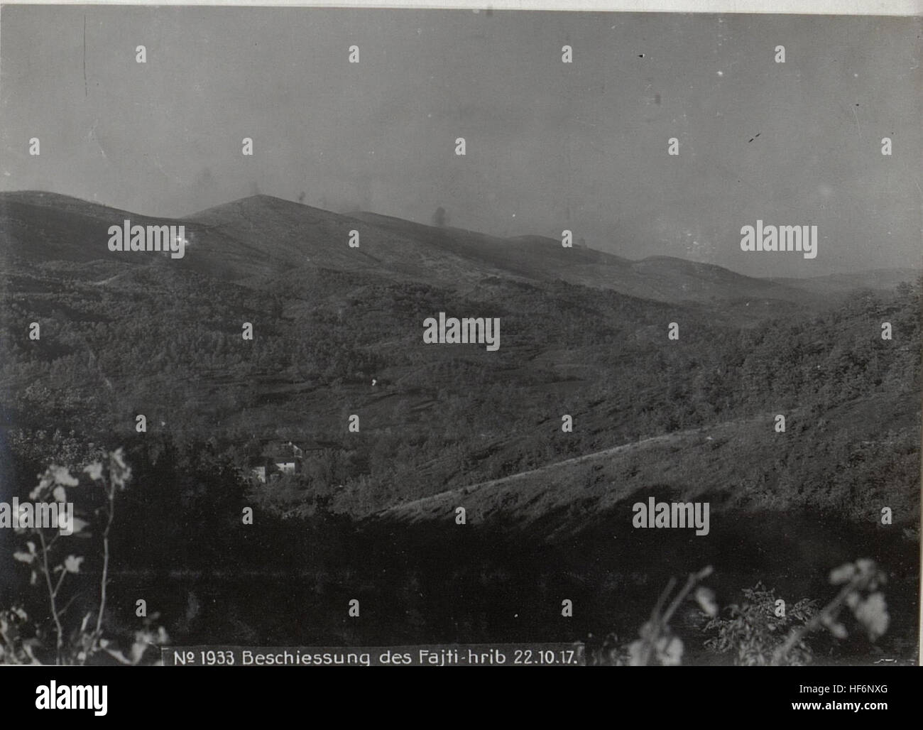 A photograph depicting the shelling of Fajti-hrib on October 22, 1917 ...