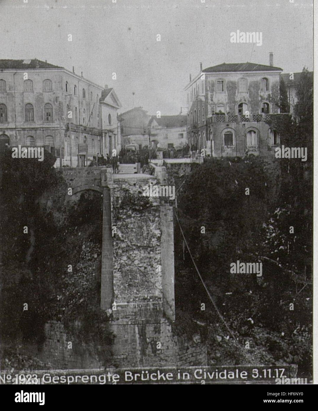 Blown-up bridge in Cividale, photographed on November 3, 1917, during ...