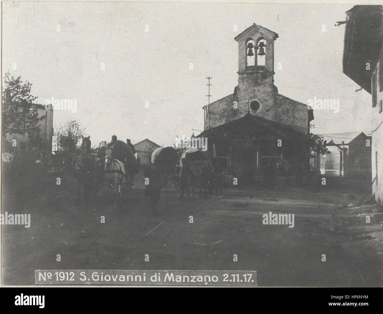 A historical image from World War I showing the location of S. Giovanni ...