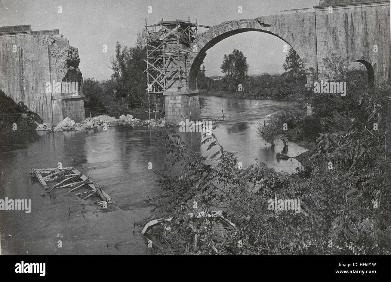 Destroyed bridge at Savogna, November 2, 1917, during World War I ...