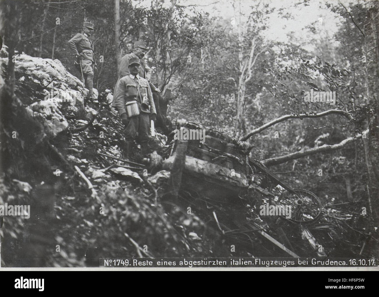 Remains of a crashed Italian aircraft near Grudenca, 16th October 1917 ...