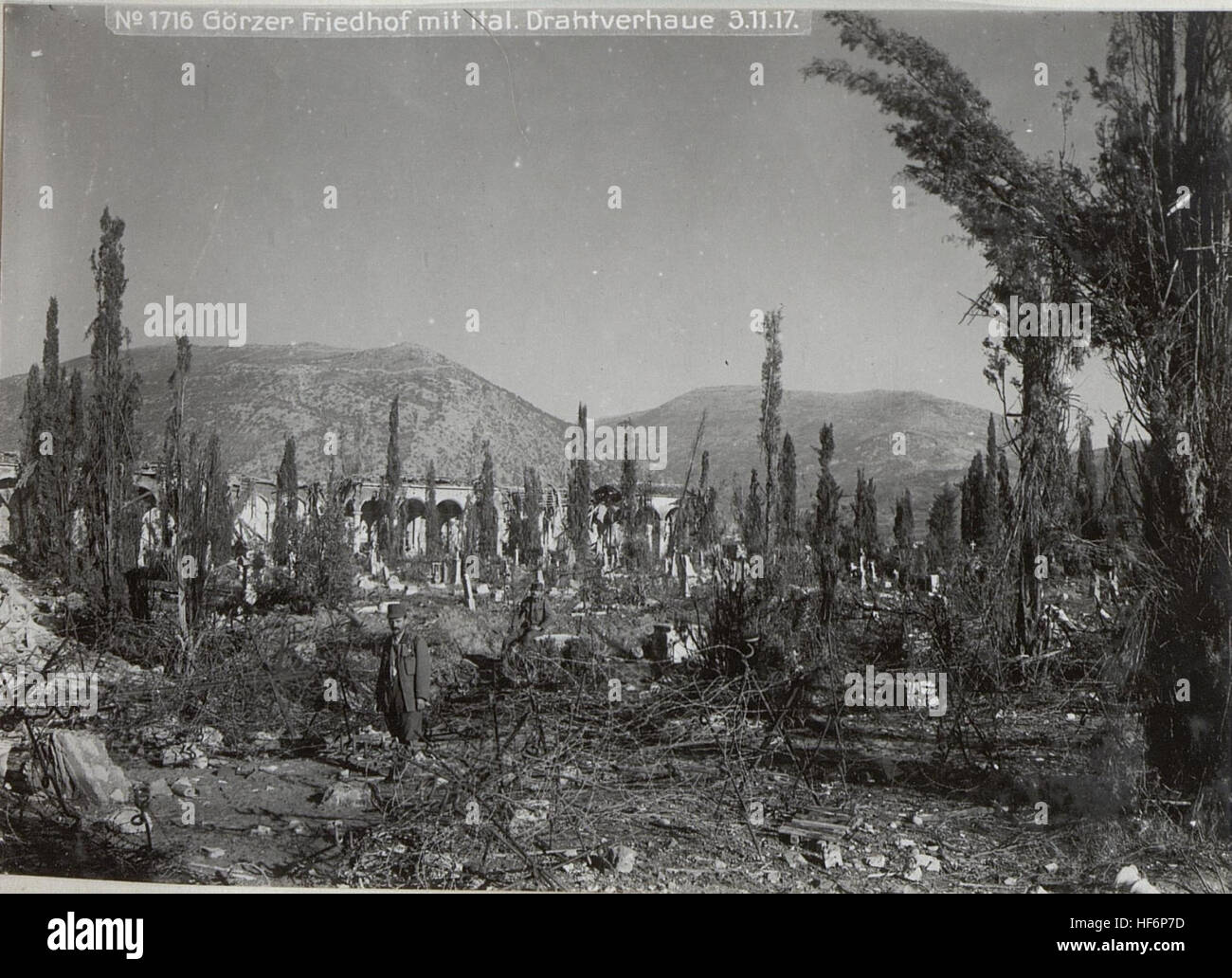 Grim Gorizia cemetery with Italian wire entanglements, World War I, 3rd ...